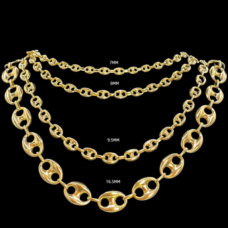 14K Gold Anchor Link Chain - 16.5mm Puffed Marinor Anchor Link - Solid ...