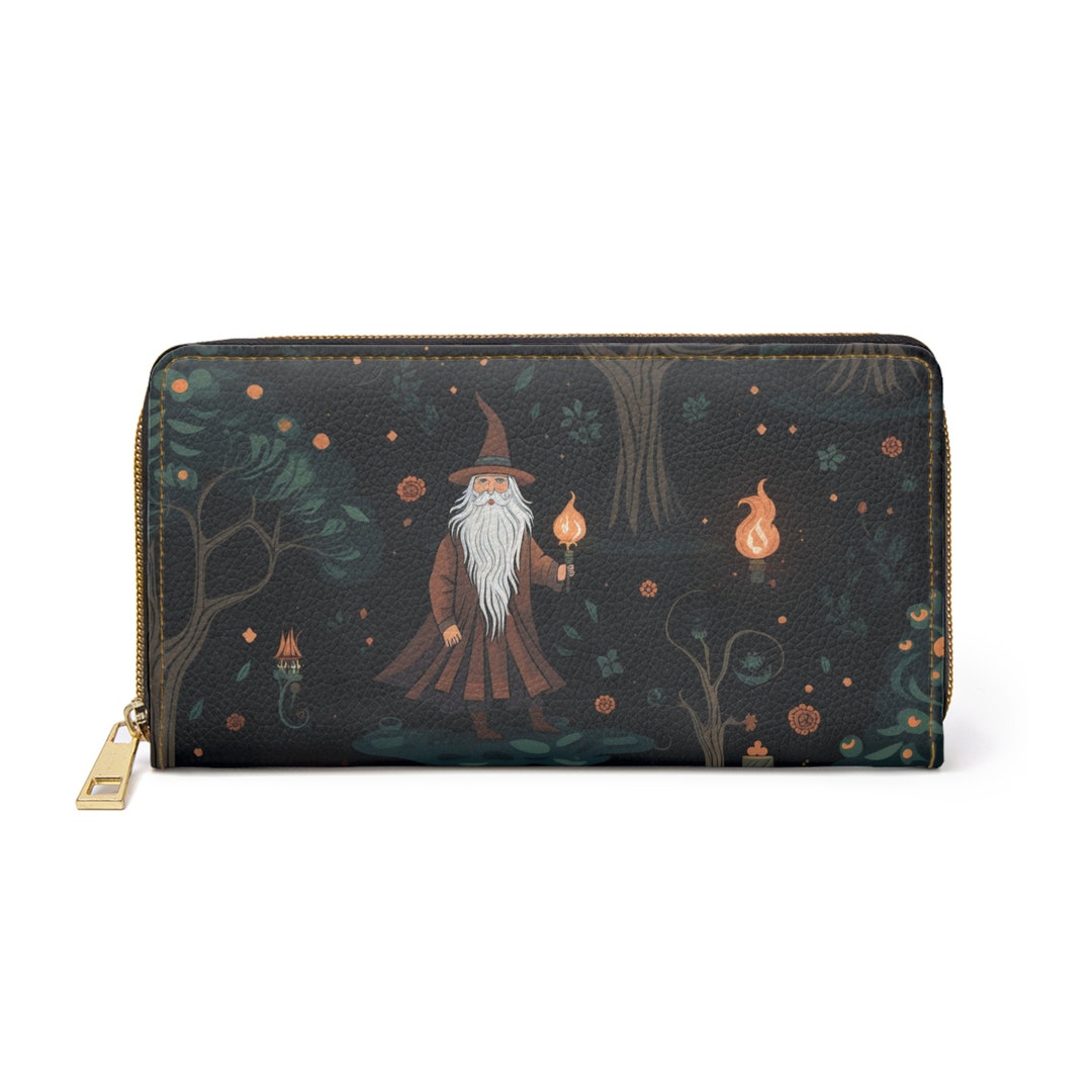 Wizard Zipper Wallet Dark Forest Magical Theme Premium Wallet Design ...