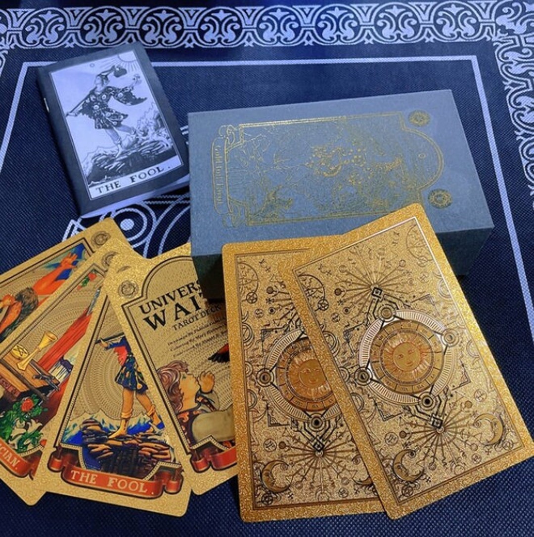 Gold Foil Tarot Card Deck Rider-waite-smith W/ Storage Box PVC Material ...