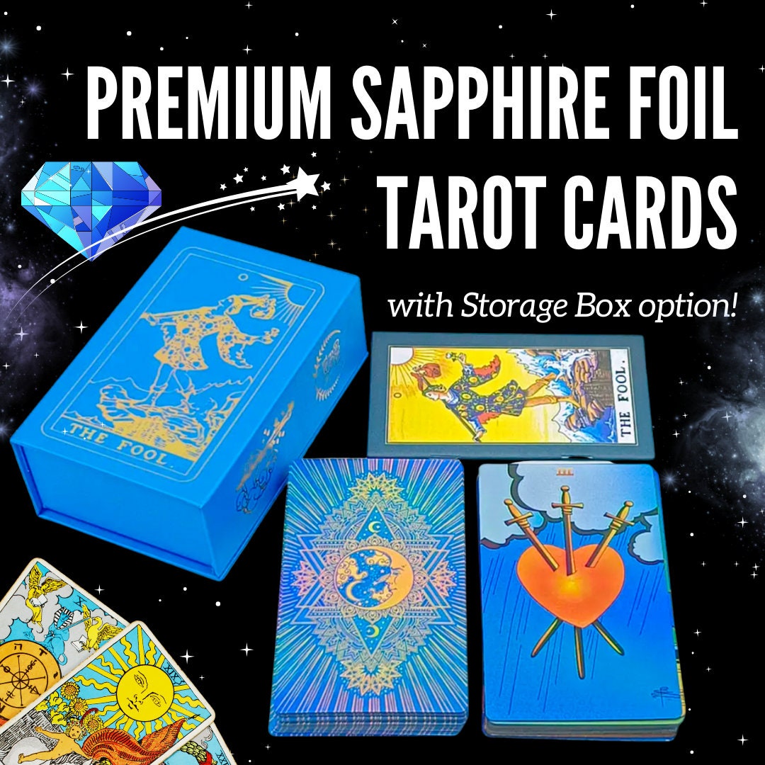 Sapphire Foil Tarot Card Deck Rider-waite-smith W/ Storage Box PVC ...