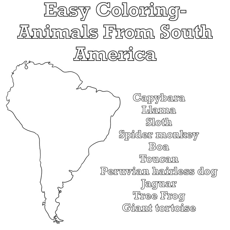 Easy Coloring Animals From South America - Etsy