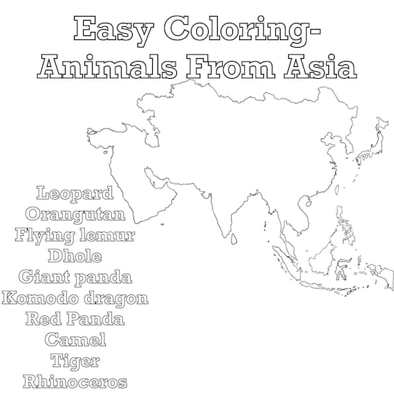 Easy Coloring Animals From Asia - Etsy