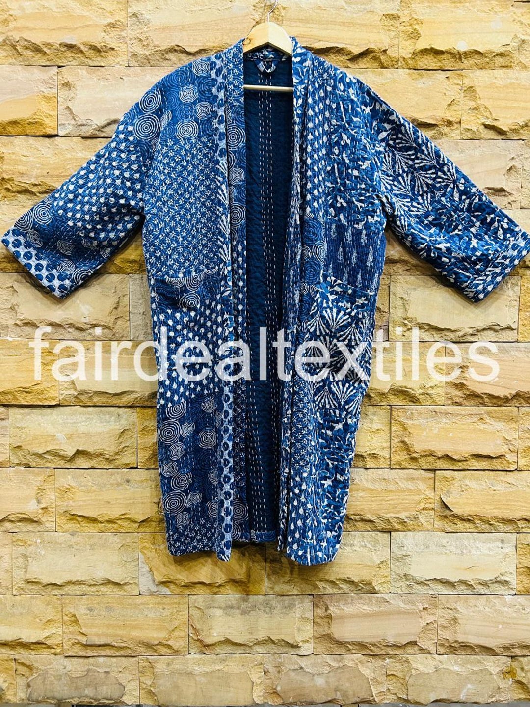 Vintage Kantha Quilt Robe – Handmade Cotton Kimono, Bohemian Loungewear ...