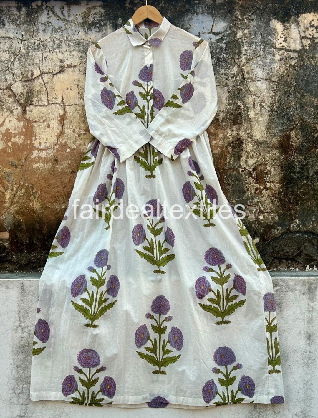 Hand Block Print Cotton Gauze Dress - Floral Summer Boho Style - Etsy