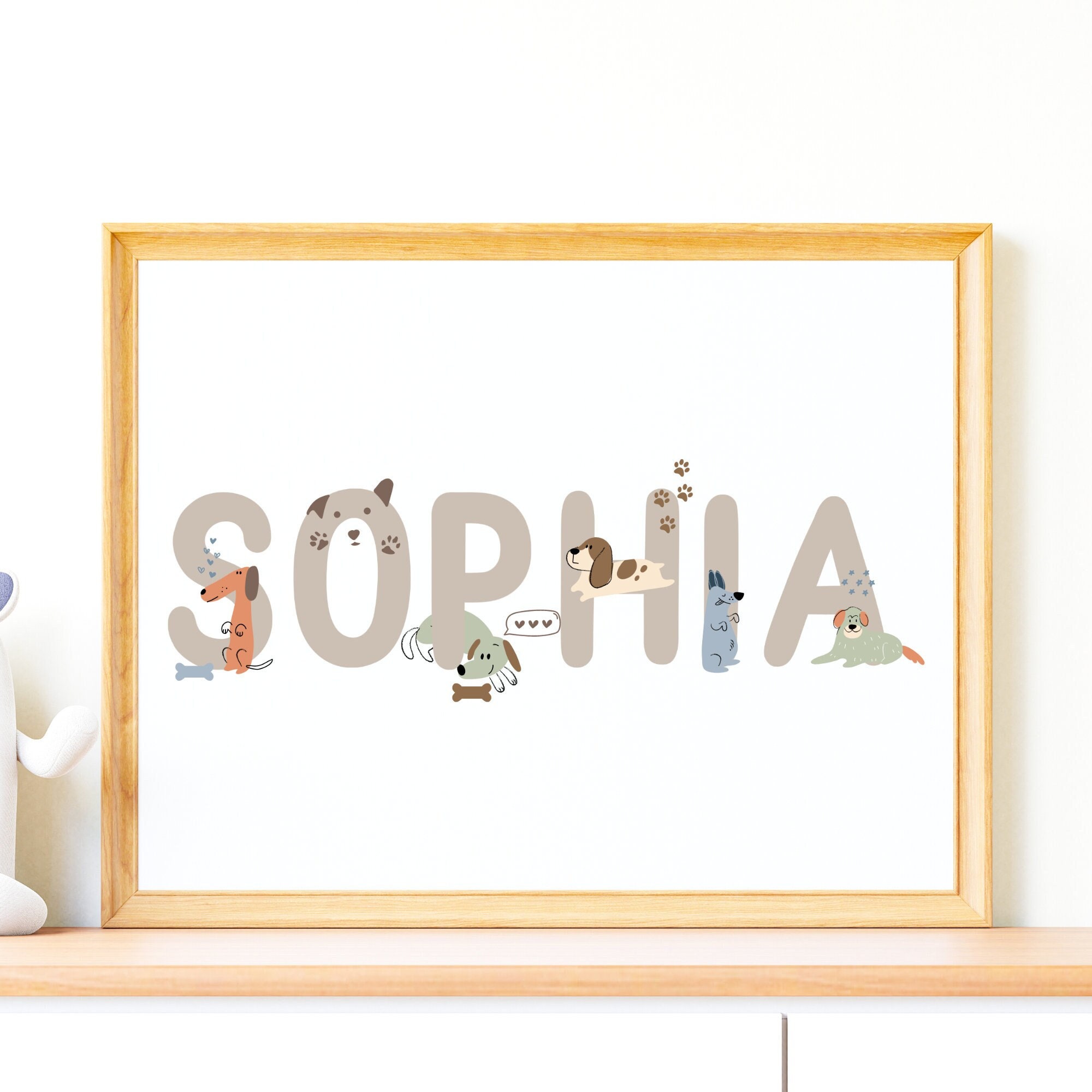 Custom Kids Name /dog Theme Name Print / Dogs Nursery Decor / - Etsy