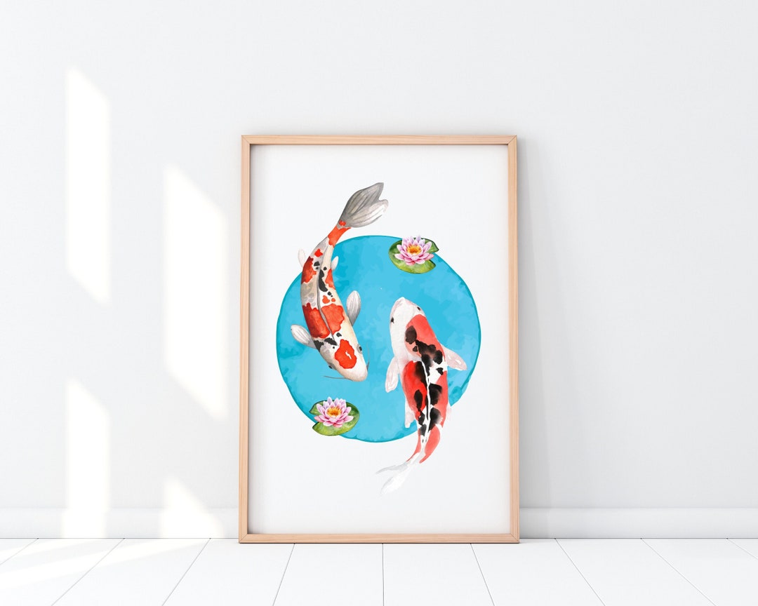 Koi Fish Print, Japanese Koi Fish, Japanese Art Print, Koi Fish Decor ...