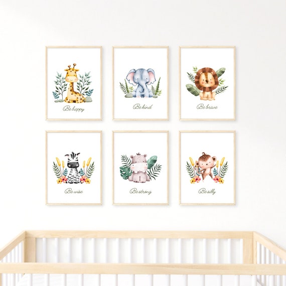 Safari Animals Nursery Wall Art / Jungle Nursery Print Set of - Etsy