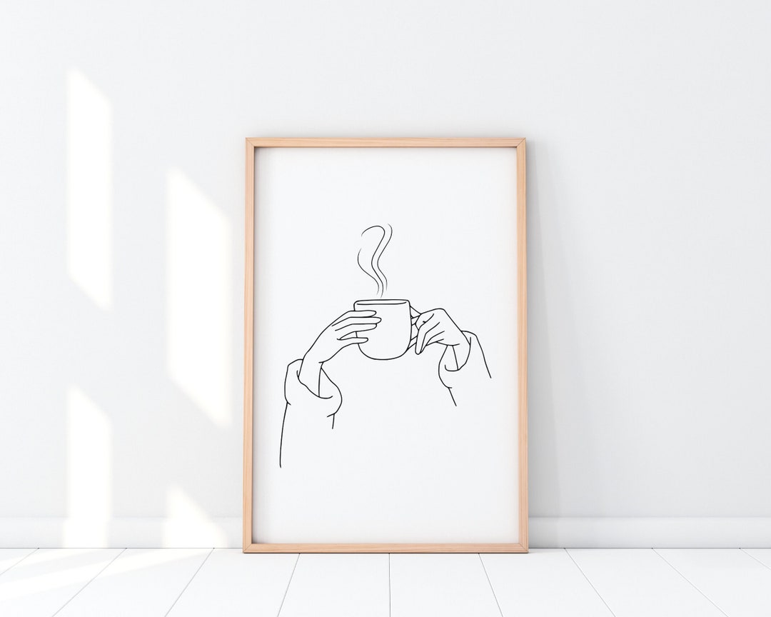 Minimalist Coffee Print, Coffee Line Art, Digital Download, Printable ...