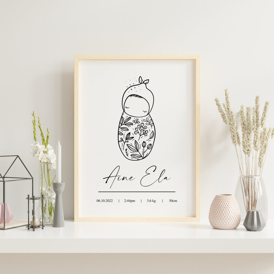 Personalized Birth Chart, Printable Baby Chart, New Baby Gift, New Mum ...
