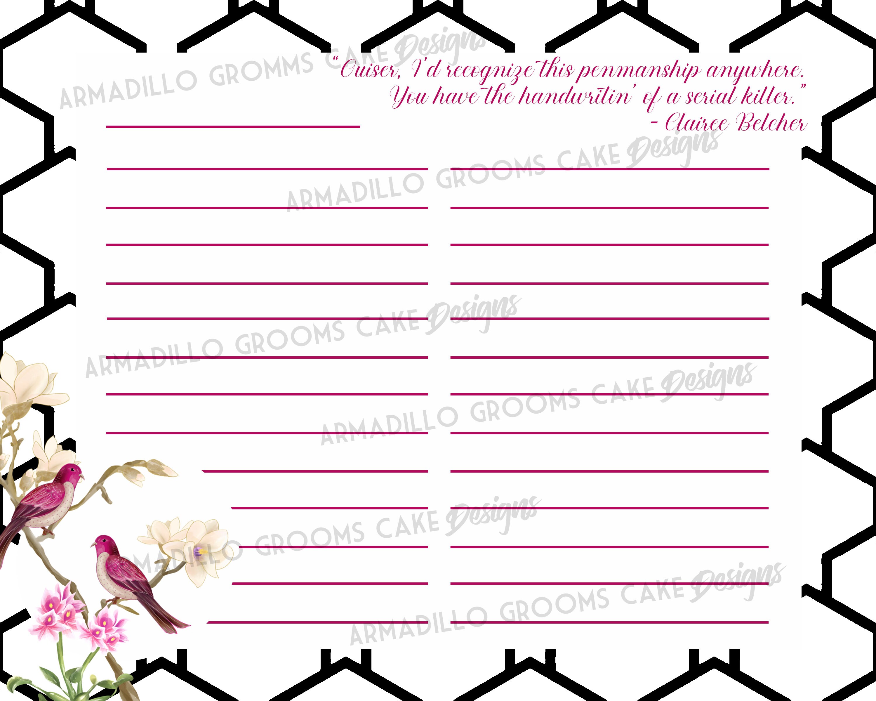 Steel Magnolias Clairee Handwriting of Serial Killer Movie Quote Weekly ...