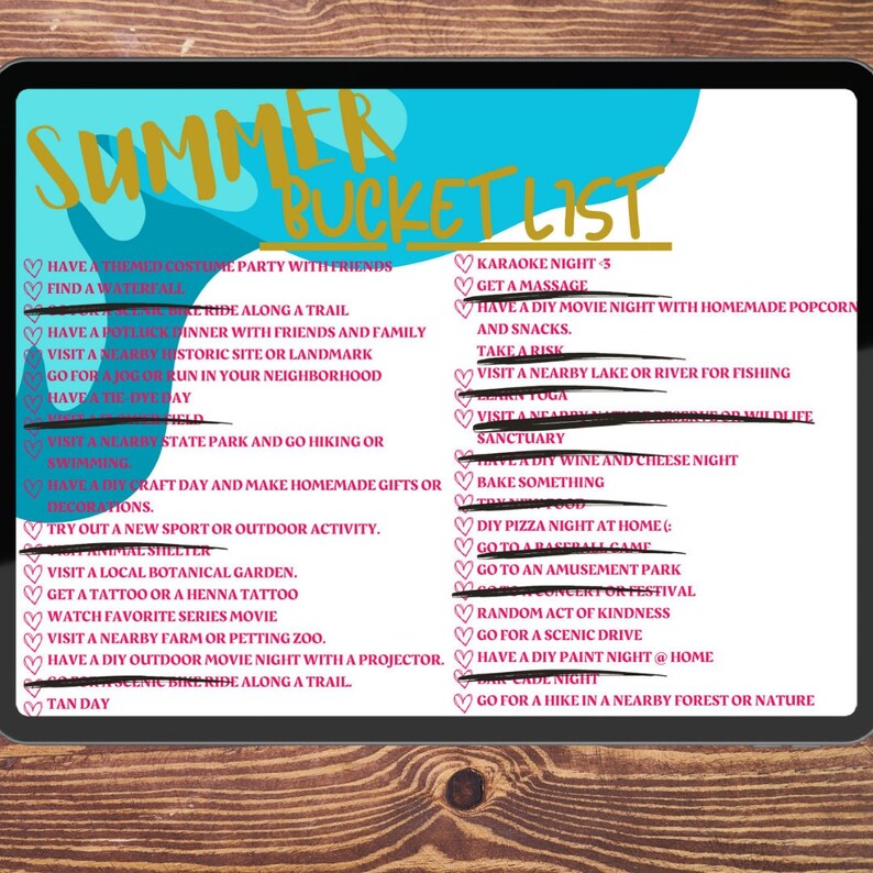Summer Bucket List Printable, Summer Break Bucket List Template, Summer ...