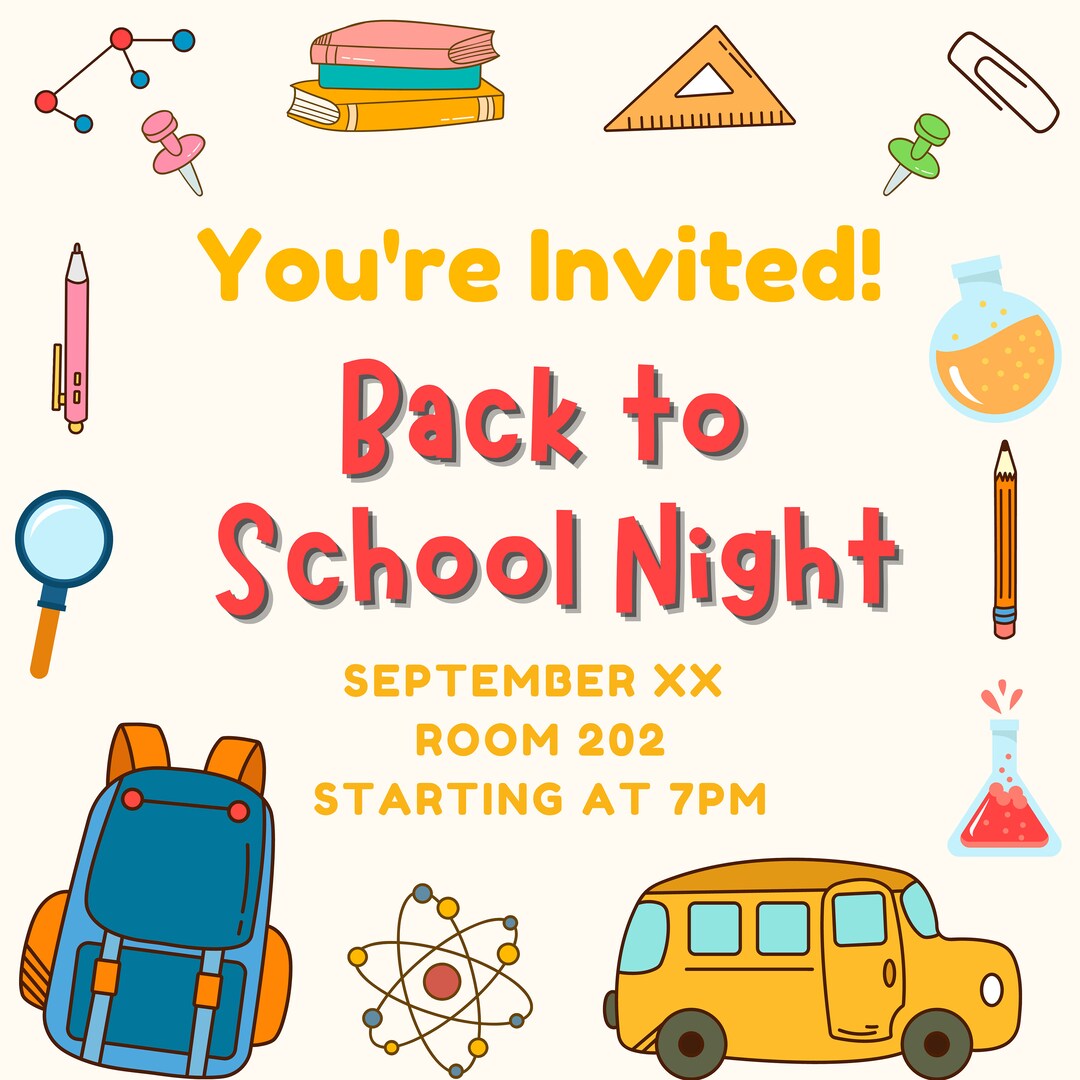 Back to School Night Printable or Digital Invitation Template - Etsy
