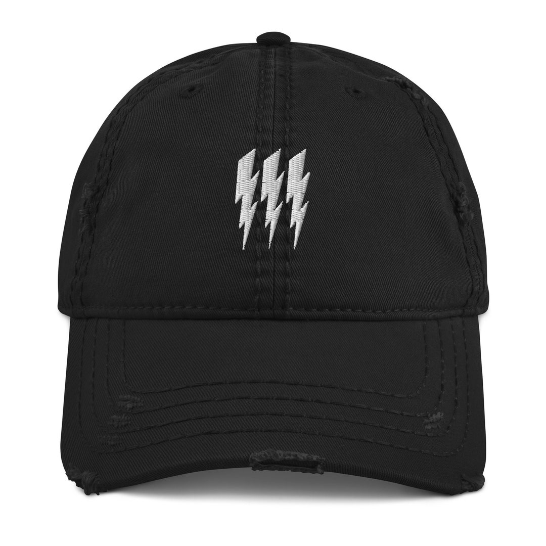 Triple Bolt Distressed Hat - Etsy