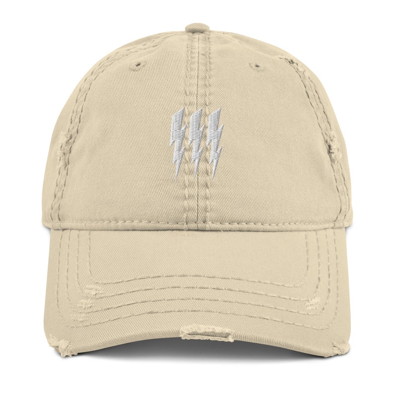 Triple Bolt Distressed Hat - Etsy