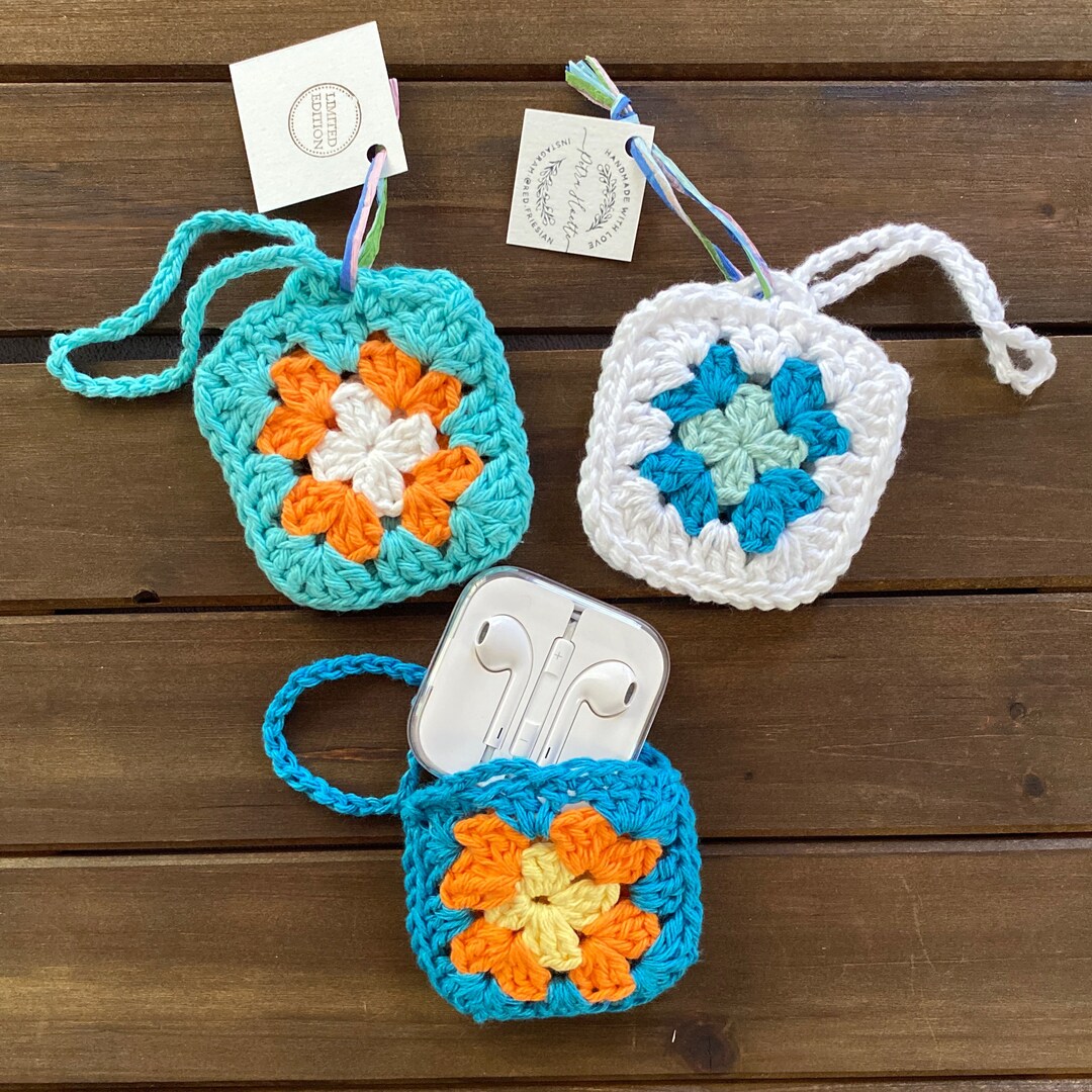 Granny Square Crochet Airpods Case Holder Headphones Pouch - Etsy