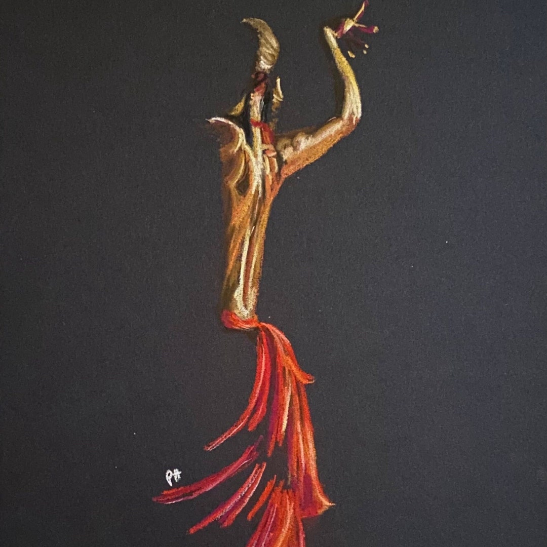 Original Fine Art Print of Flamenco Dancer in Chalk Pastel Pencil | 5 ...