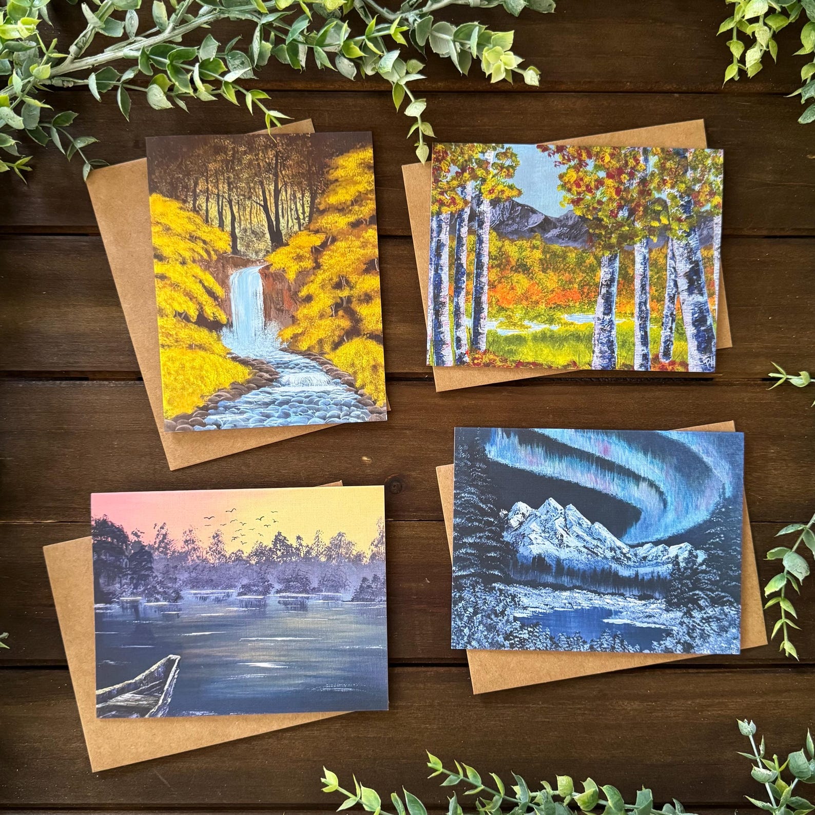 Greeting Cards of Different Paintings as Fine Art Prints on Linen Card ...