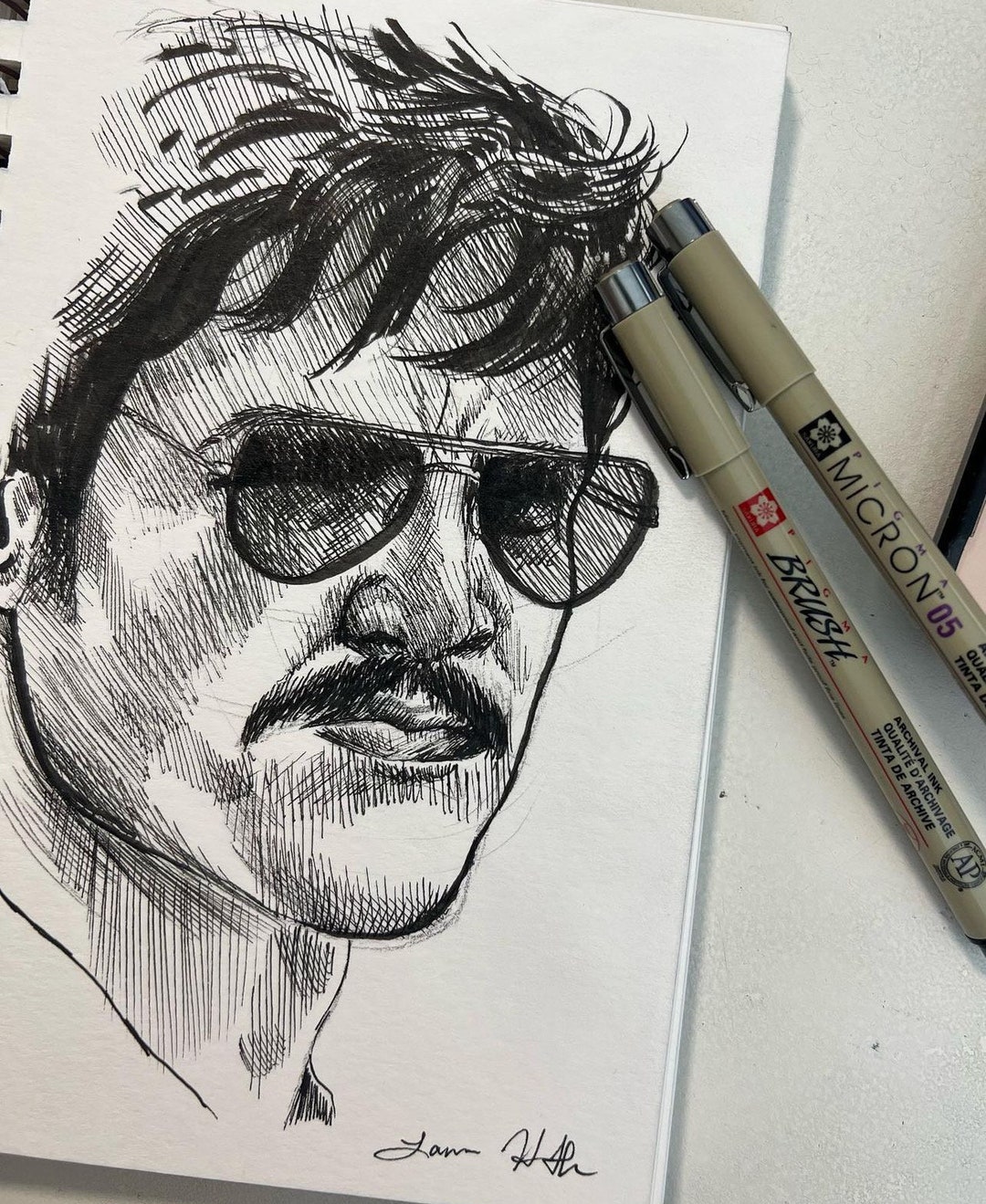 Pedro Pascal Ink Portrait - Etsy
