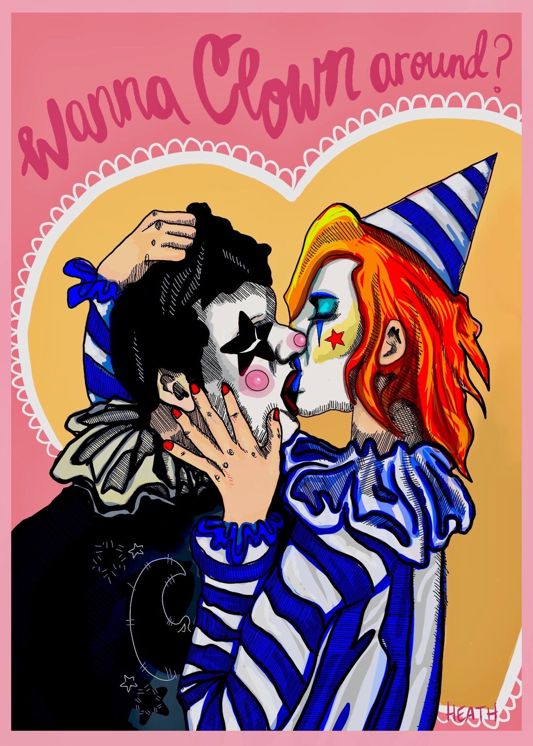 Valentine’s Day “WANNA CLOWN AROUND?” 5x7 In. Print - Etsy