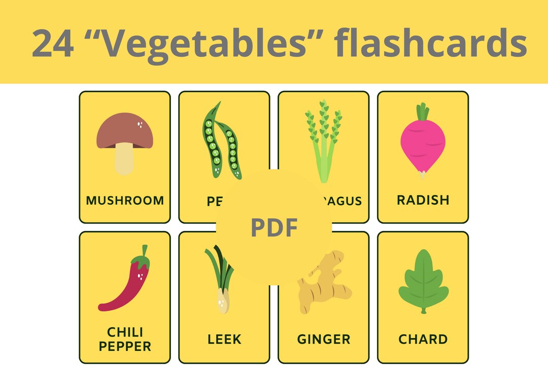 Tarjetas flash de Vegetales Imprimibles preescolares en - Etsy España