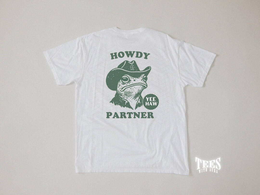 Howdy Partner Cowboy Frog Graphic T-shirt 90s Aesthetic Shirt, Silly ...