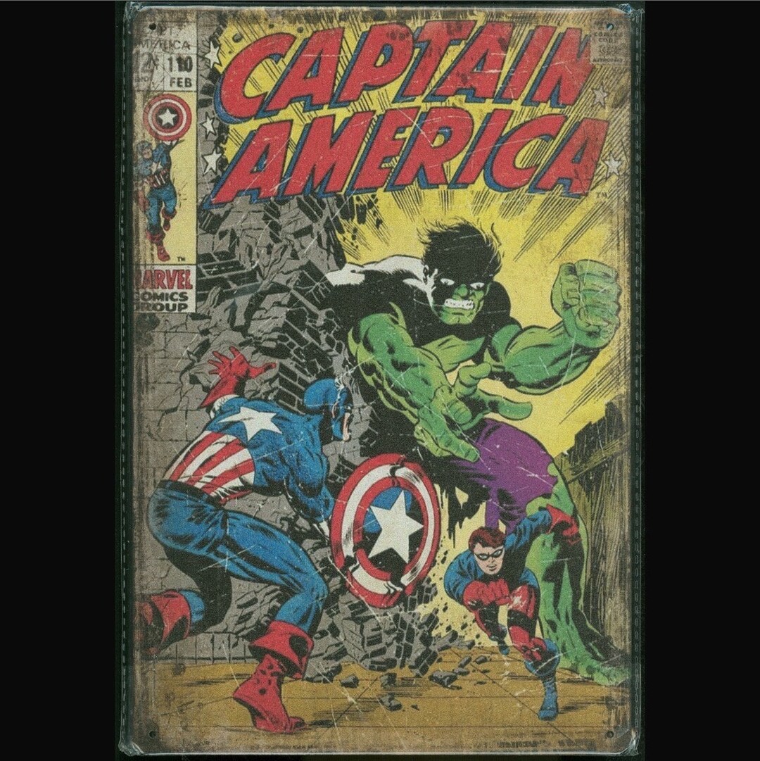 Vintage Marvel Tin Sign Captain America 110 - Etsy