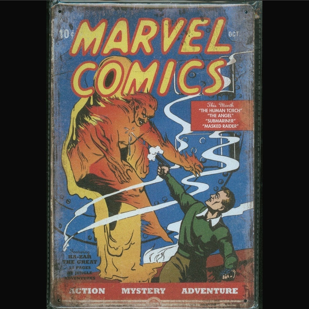 Vintage Marvel Tin Sign Marvel Comics 1 - Etsy
