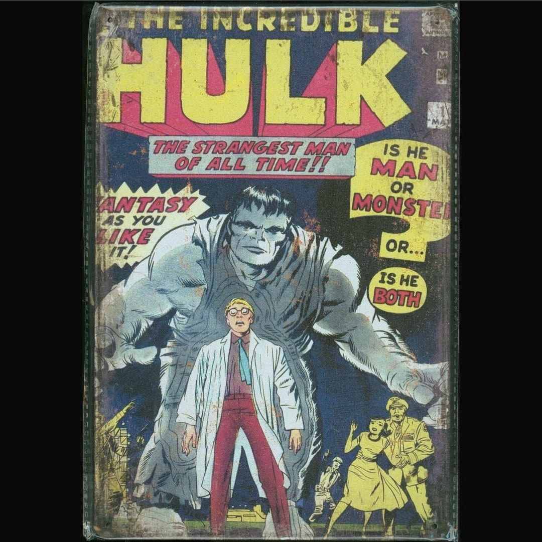 Vintage Marvel Tin Sign Incredible Hulk 1 - Etsy
