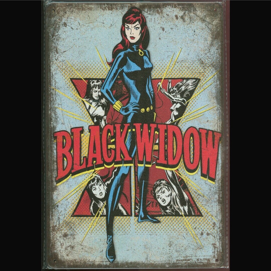 Vintage Marvel Tin Sign Black Widow - Etsy