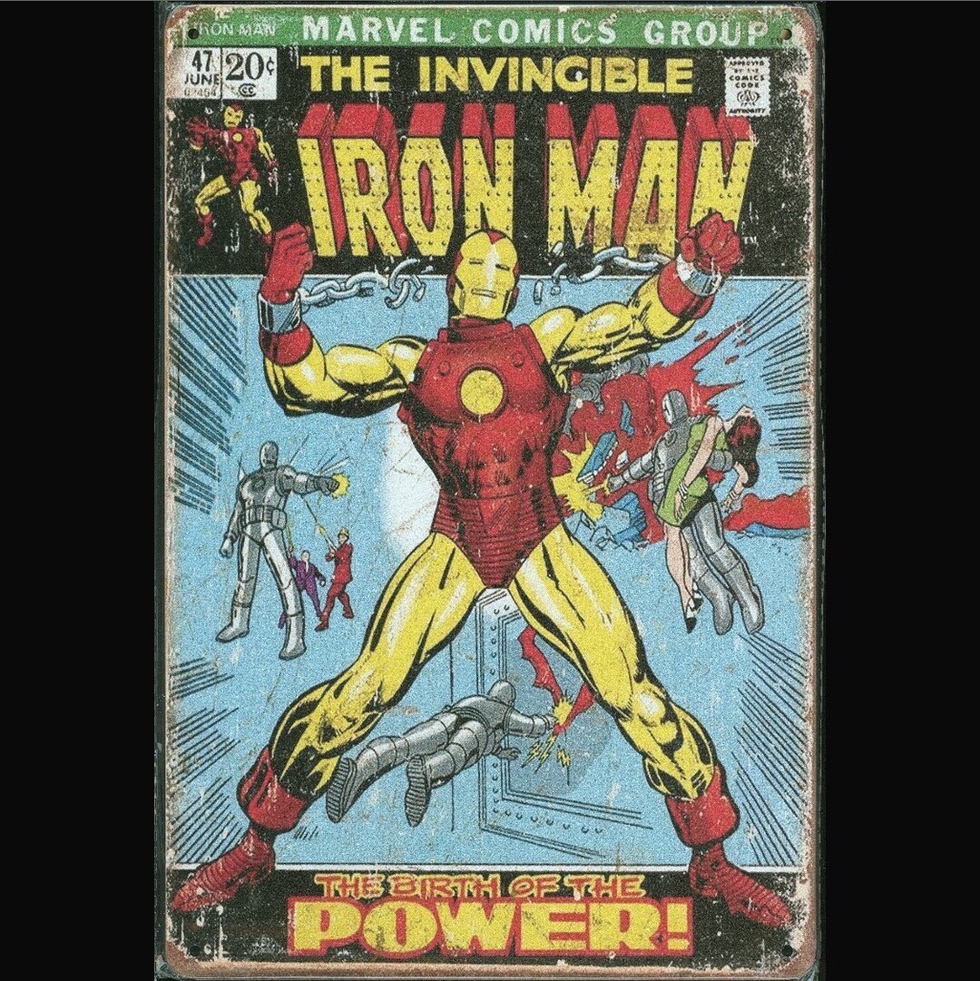 Vintage Marvel Tin Sign Iron Man 47 - Etsy