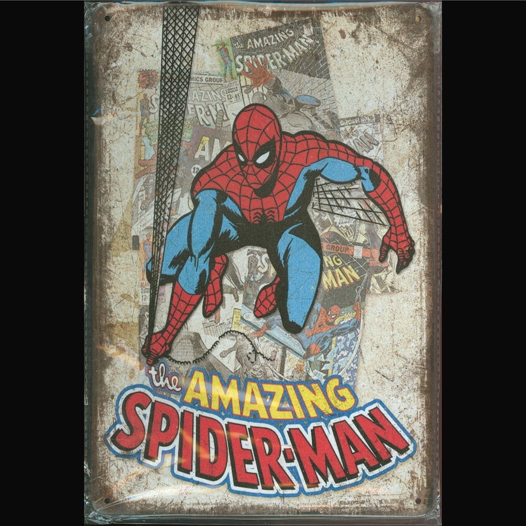 Vintage Marvel Tin Sign Spider-man - Etsy