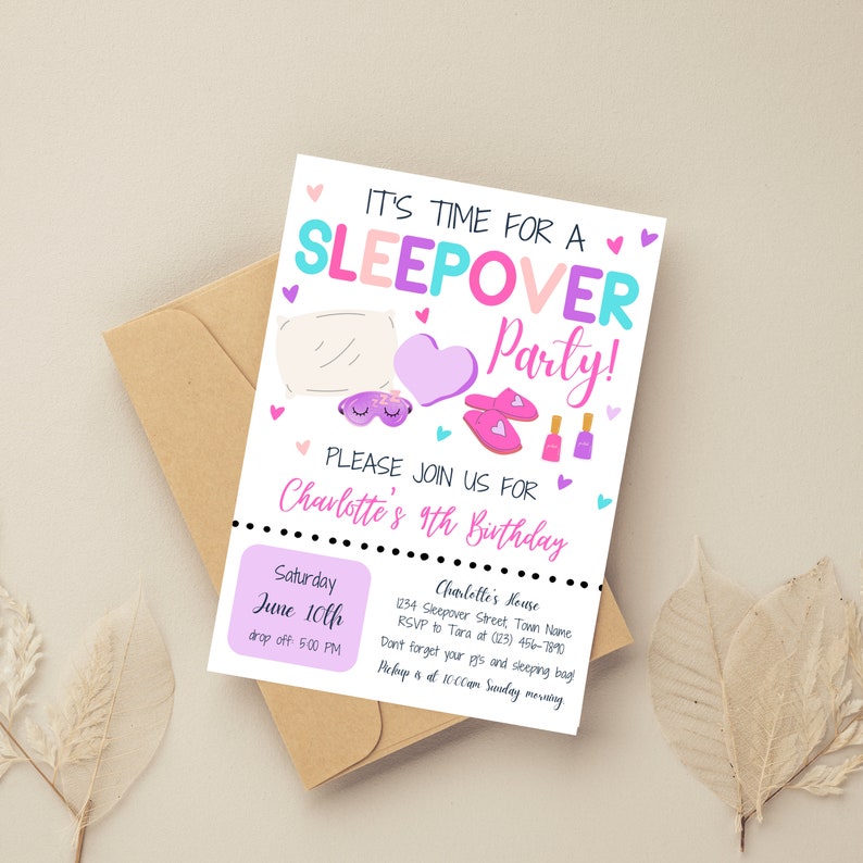 Editable Sleepover Invitation Slumber Party Invitation Etsy