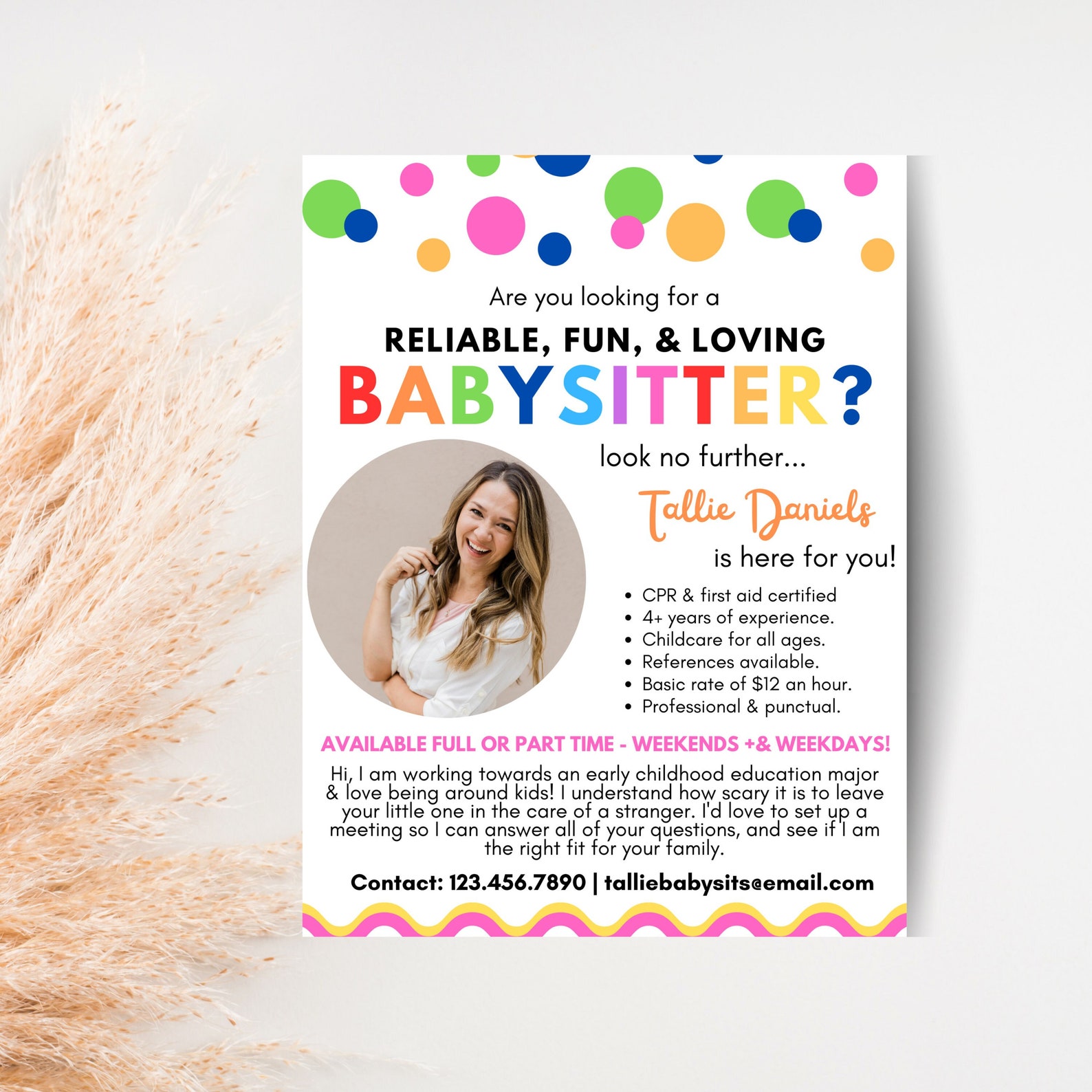 Editable Babysitter Flyer, Printable Flyer, School Church Fundraiser ...