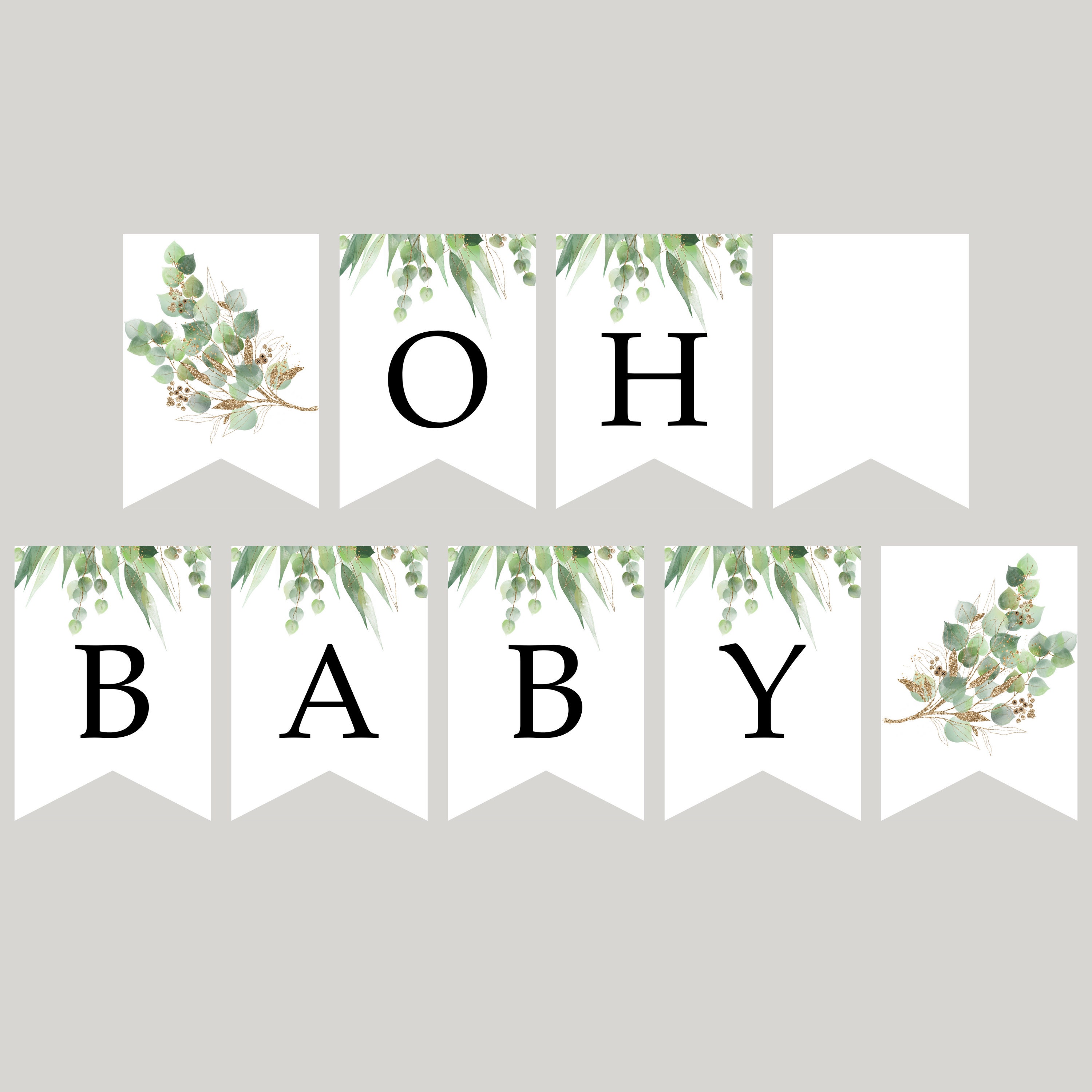 Greenery Baby Shower Banner Template, Printable & Customizable, Gender ...