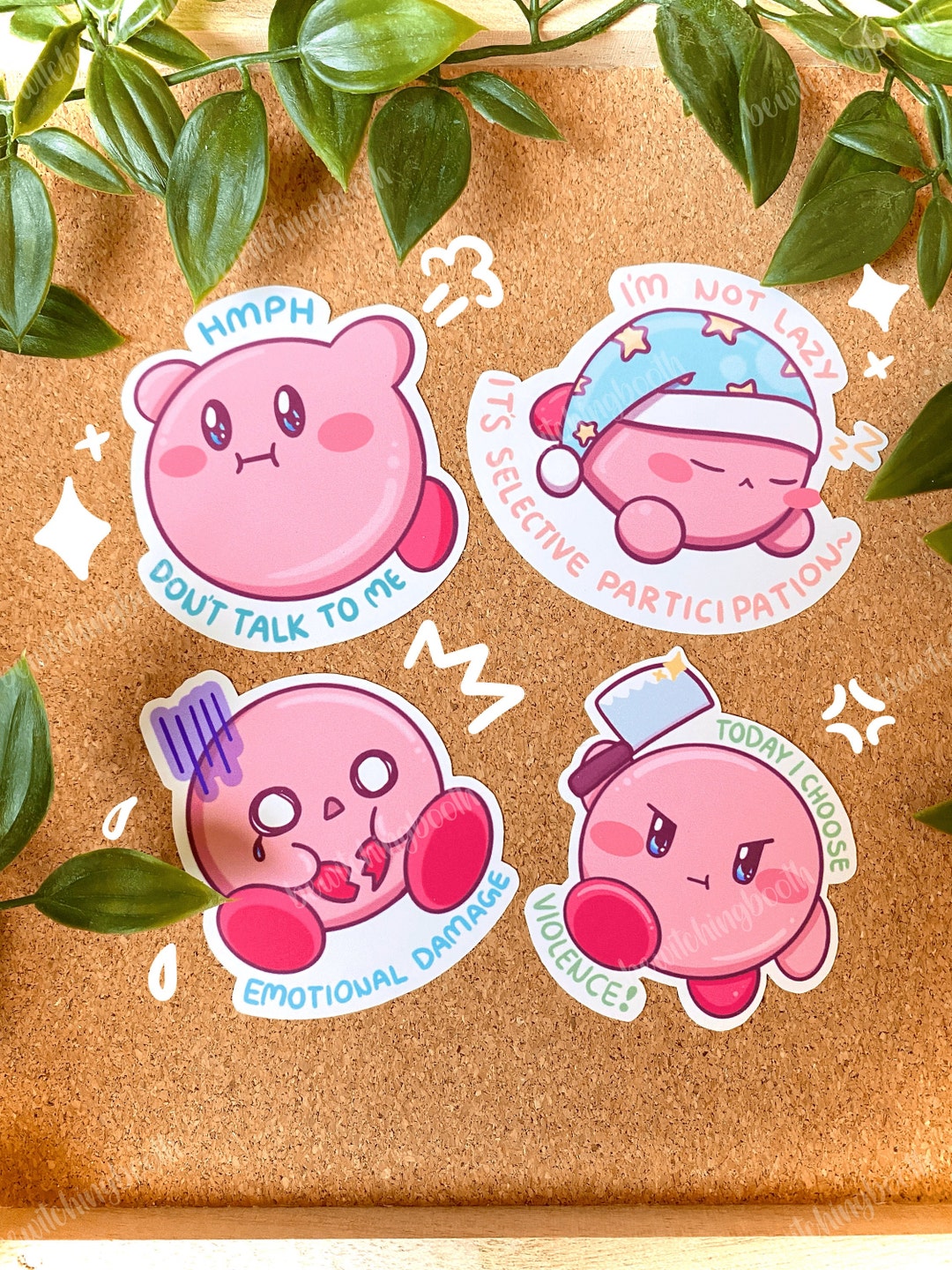 Cute Kirby Mood Vinyl Stickers Water Bottle, Laptop, Notebook, Switch ...