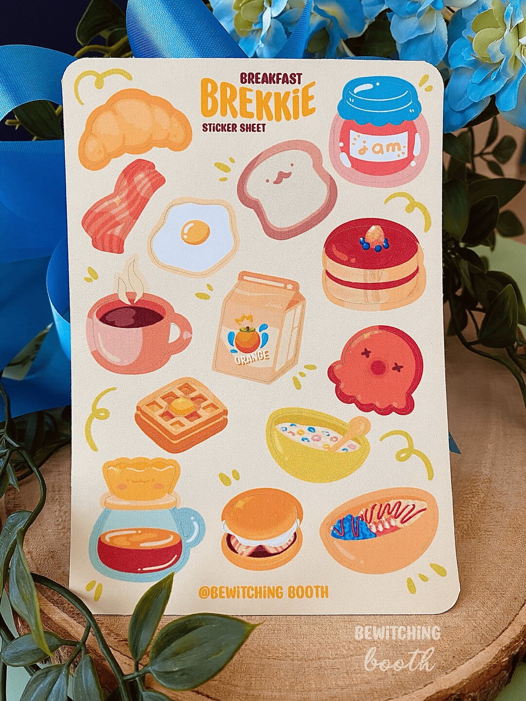 Brekkie Cute Breakfast Sticker Sheet - Etsy