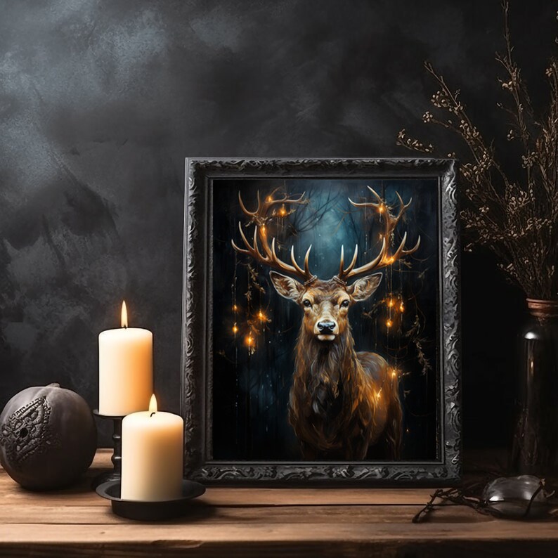 Dark Reindeer Christmas Wall Art, Gothic Christmas Decoration, Spooky ...