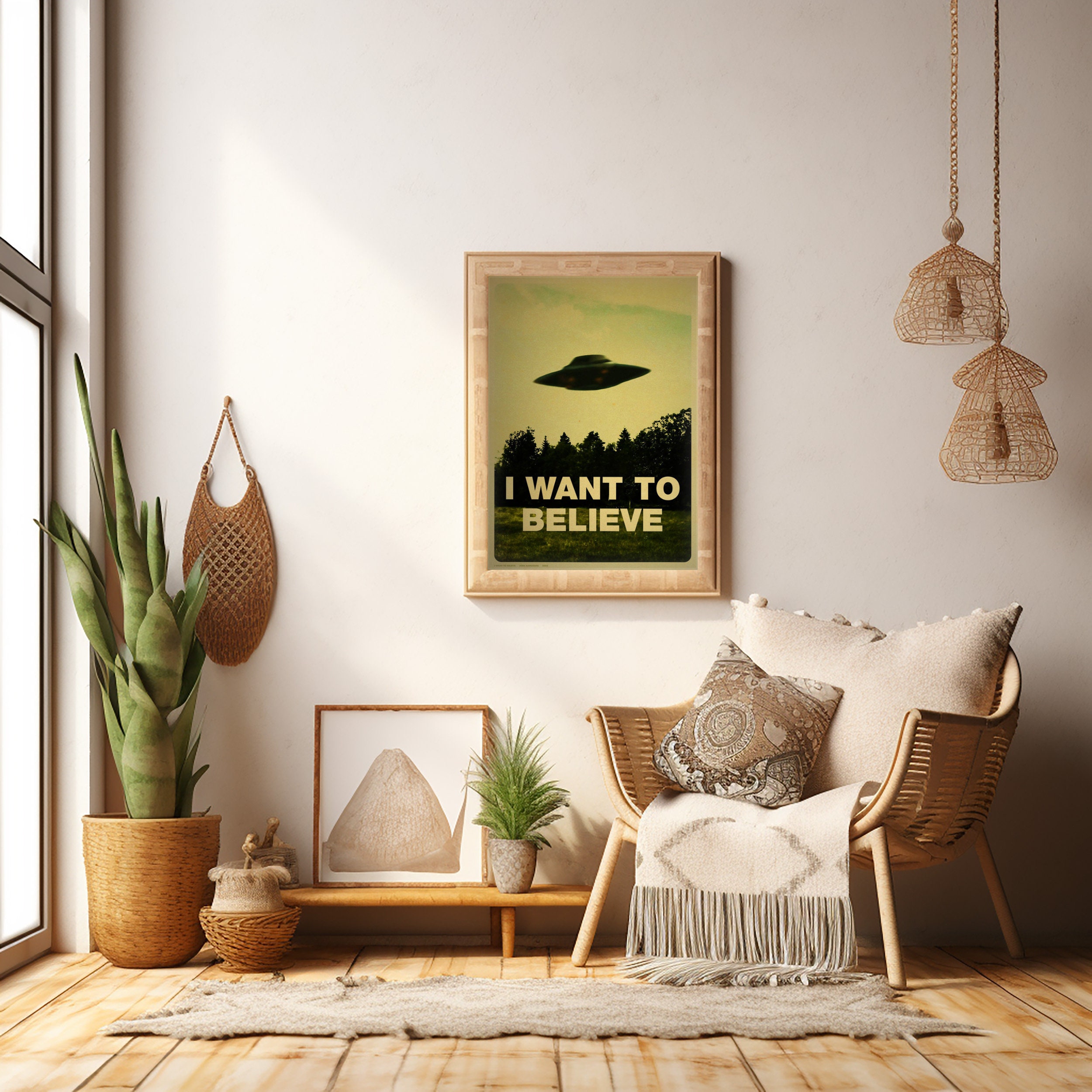 I Want to Believe Poster UFO Artwork Alien TV Retro 90s Poster Wall ...