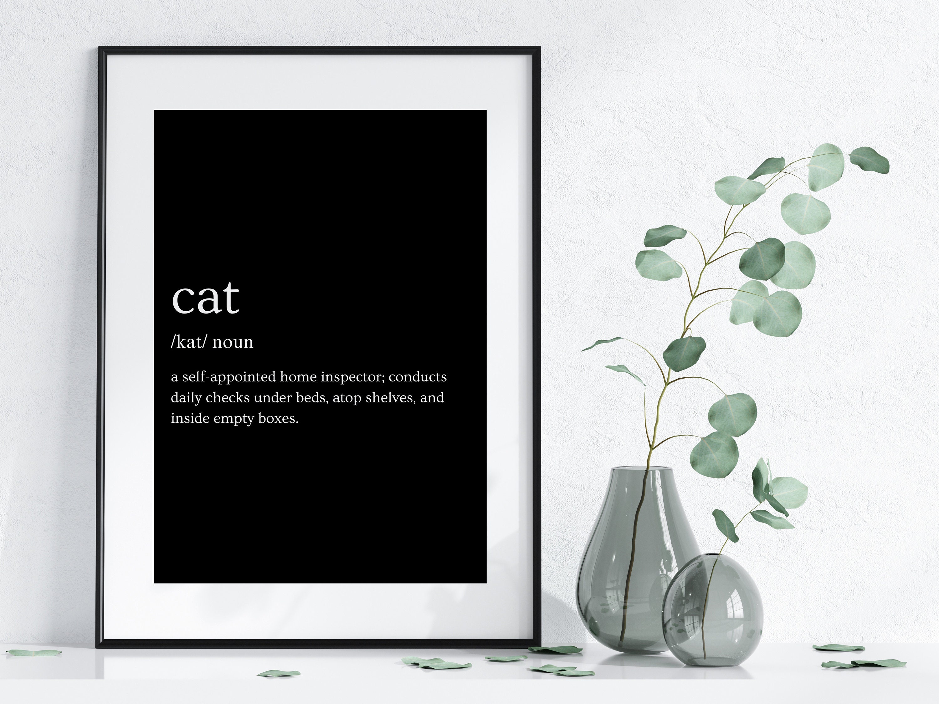 Cat Definition Wall Art Funny Cat Decor Cat Humor Print Unique Gift for ...