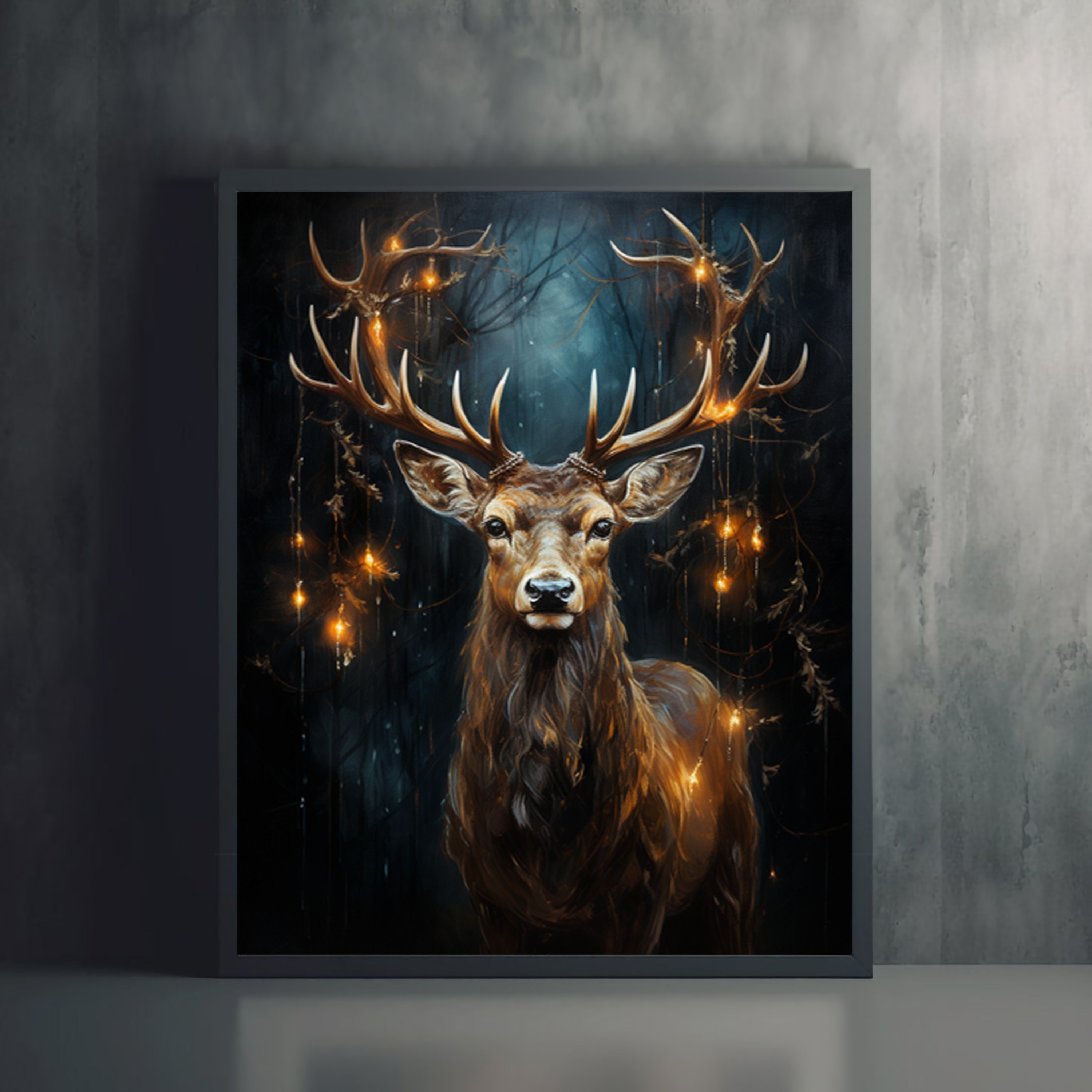Dark Reindeer Christmas Wall Art, Gothic Christmas Decoration, Spooky ...