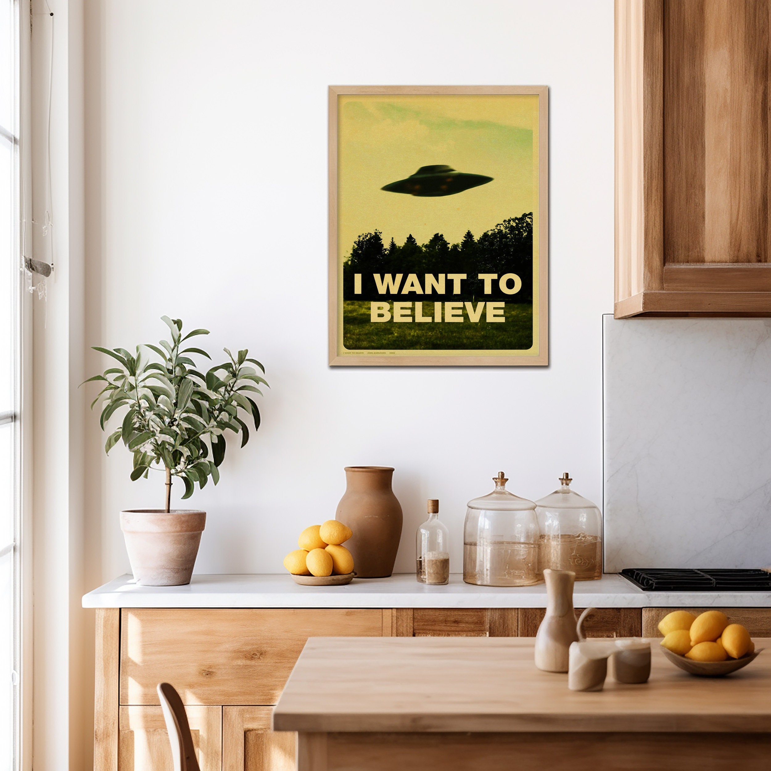 I Want to Believe Poster UFO Artwork Alien TV Retro 90s Poster Wall ...