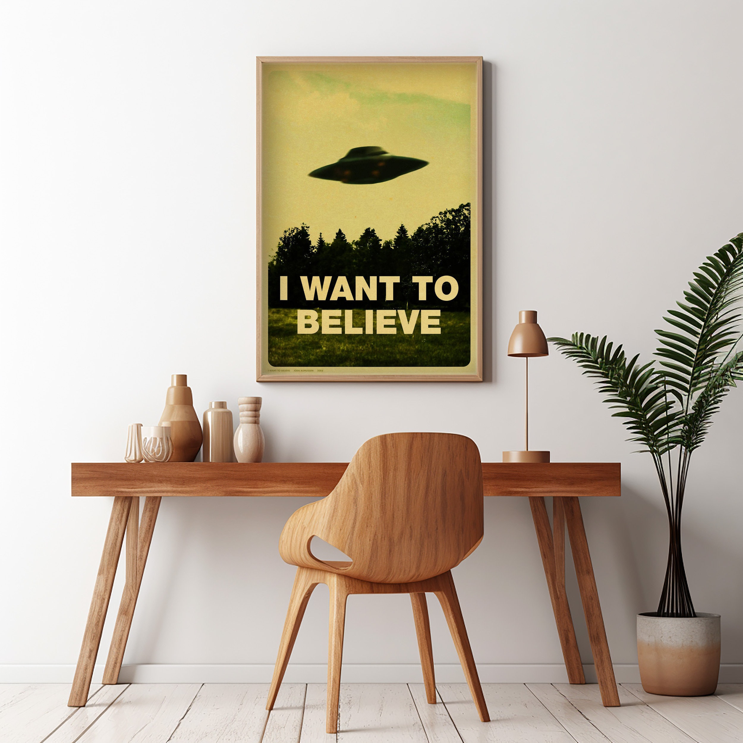 I Want to Believe Poster UFO Artwork Alien TV Retro 90s Poster Wall ...