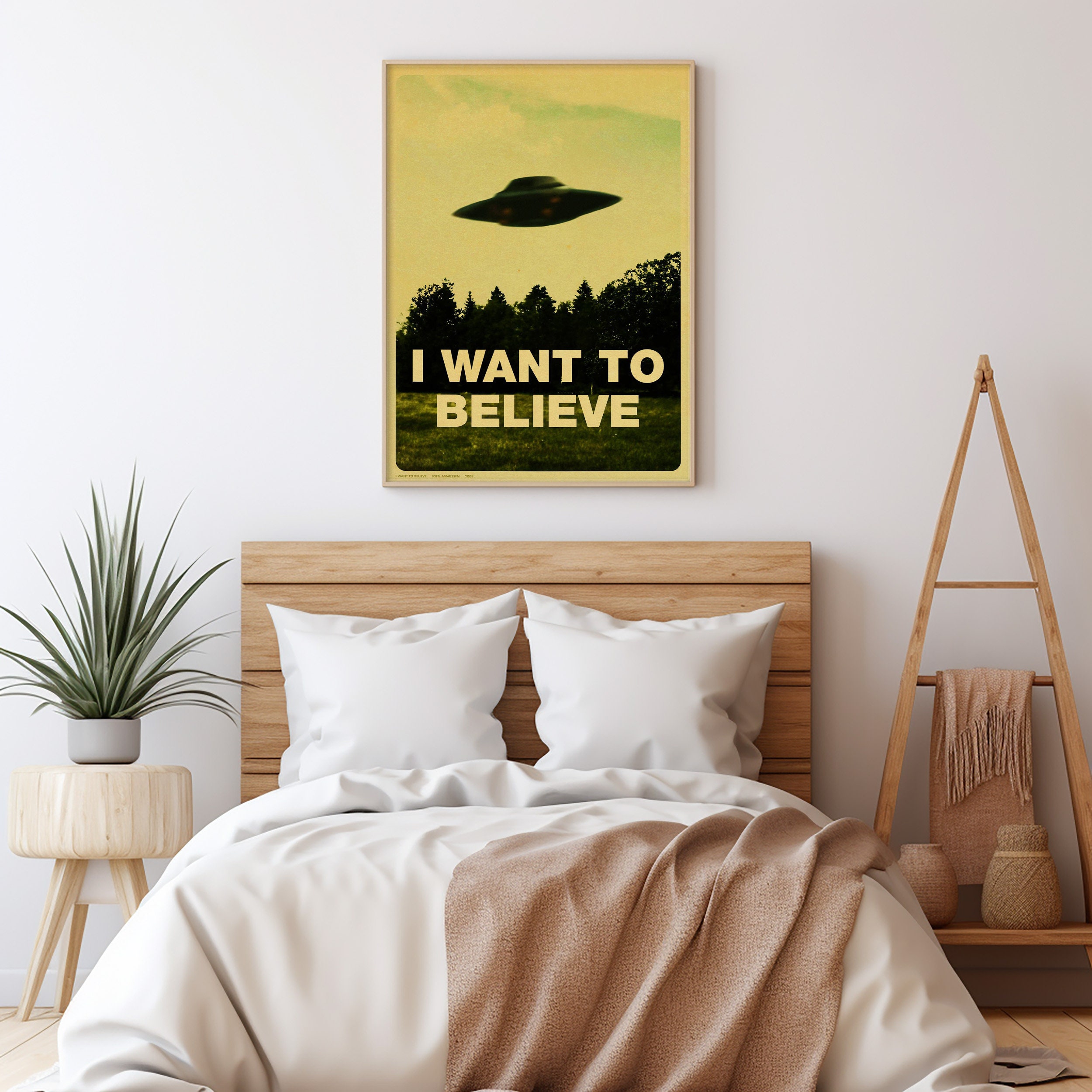 I Want to Believe Poster UFO Artwork Alien TV Retro 90s Poster Wall ...
