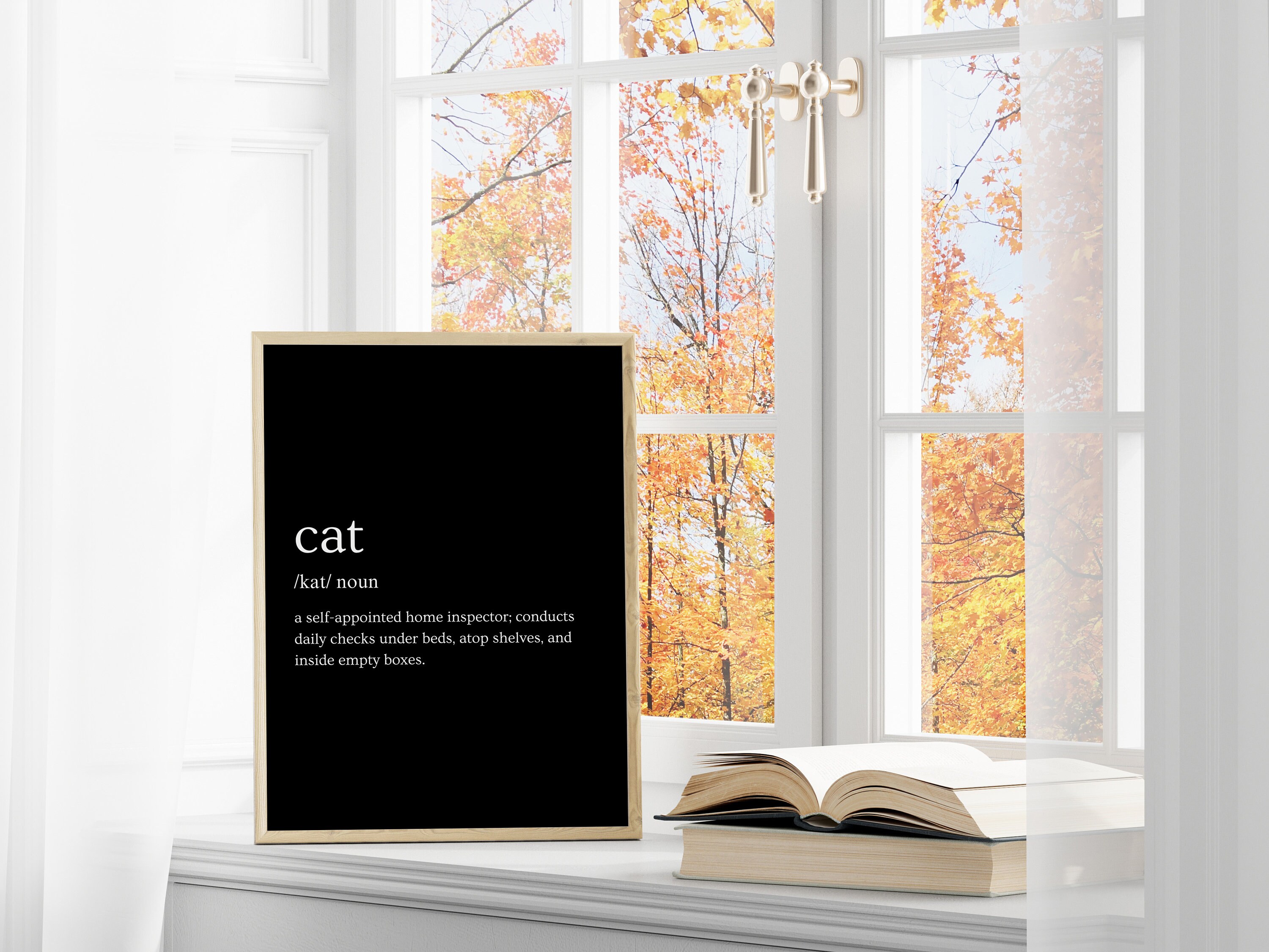 Cat Definition Wall Art Funny Cat Decor Cat Humor Print Unique Gift for ...