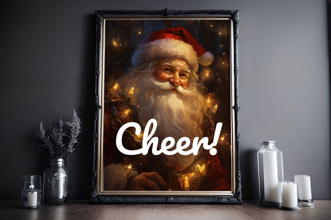 Santa Cheer Poster Festive Christmas Wall Art Joyful Santa - Etsy