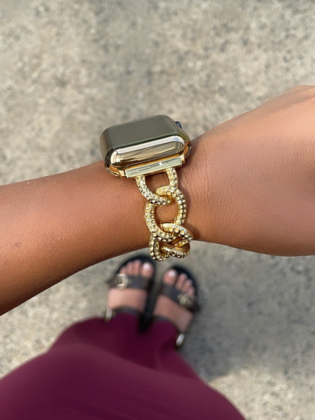 Gold Textured Apple Watch Band Chain Bracelet Strap Luxury for Apple ...