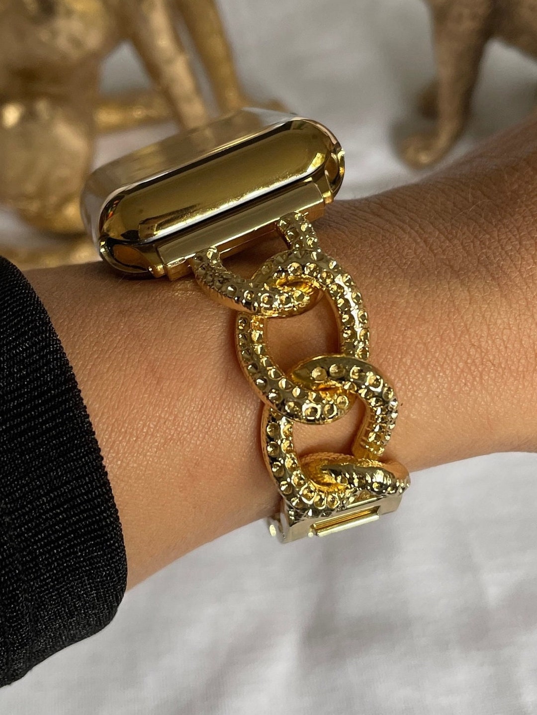 Gold Textured Apple Watch Band Chain Bracelet Strap Luxury for - Etsy