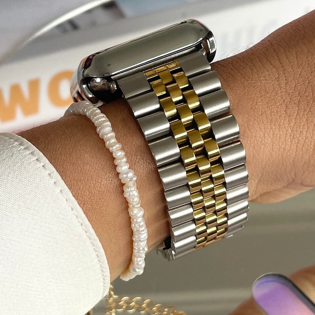 Silver Gold Apple Watch Band 49mm 46 45mm 44mm 42mm 41mm 40mm 38mm ...