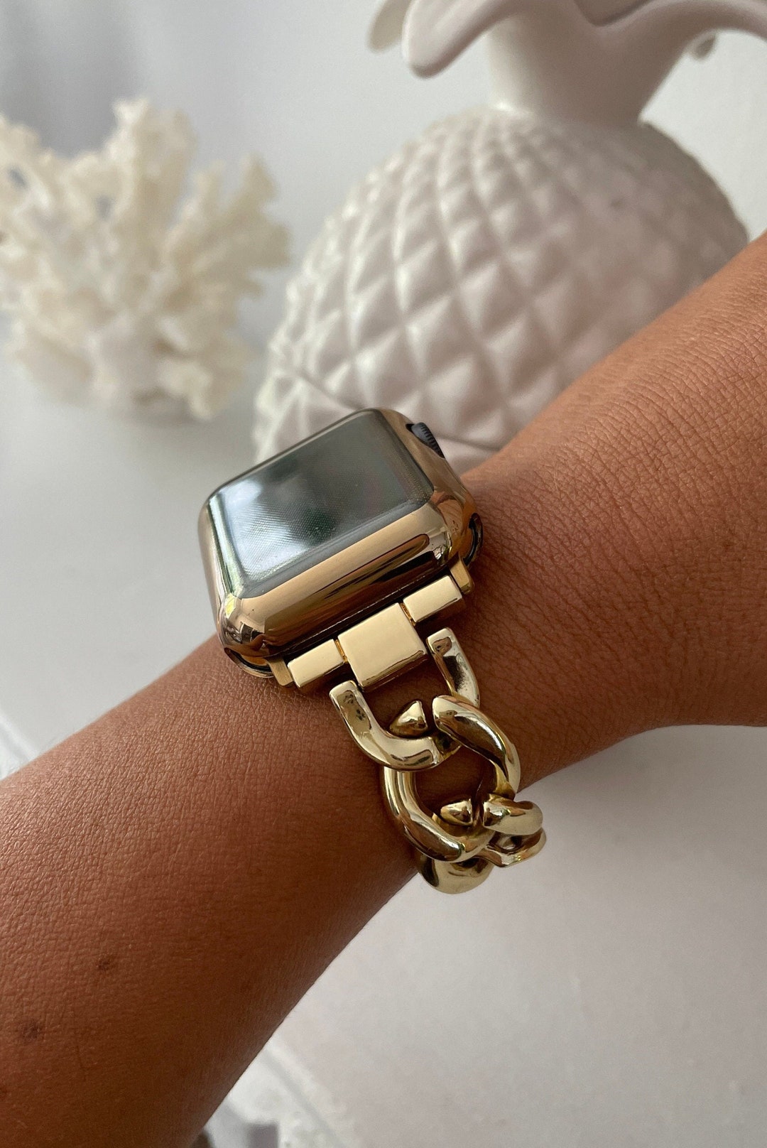 Gold Apple Watch Band Chain Bracelet Strap Luxury for Apple Watch 49mm ...