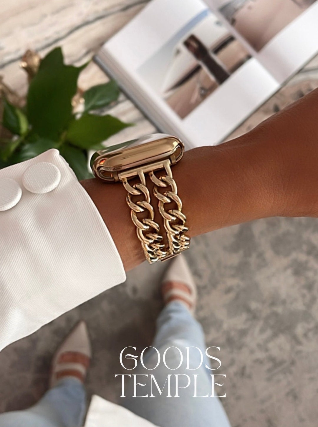 Gold Apple Watch Band Chain Bracelet Strap Luxury for Apple Watch 49mm ...